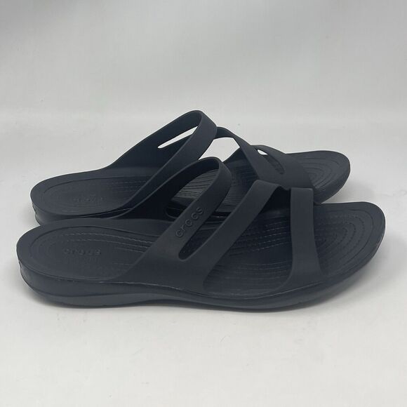 CROCS | Shoes | Crocs Swiftwater Sandals Womens Black Slip On Slides ...